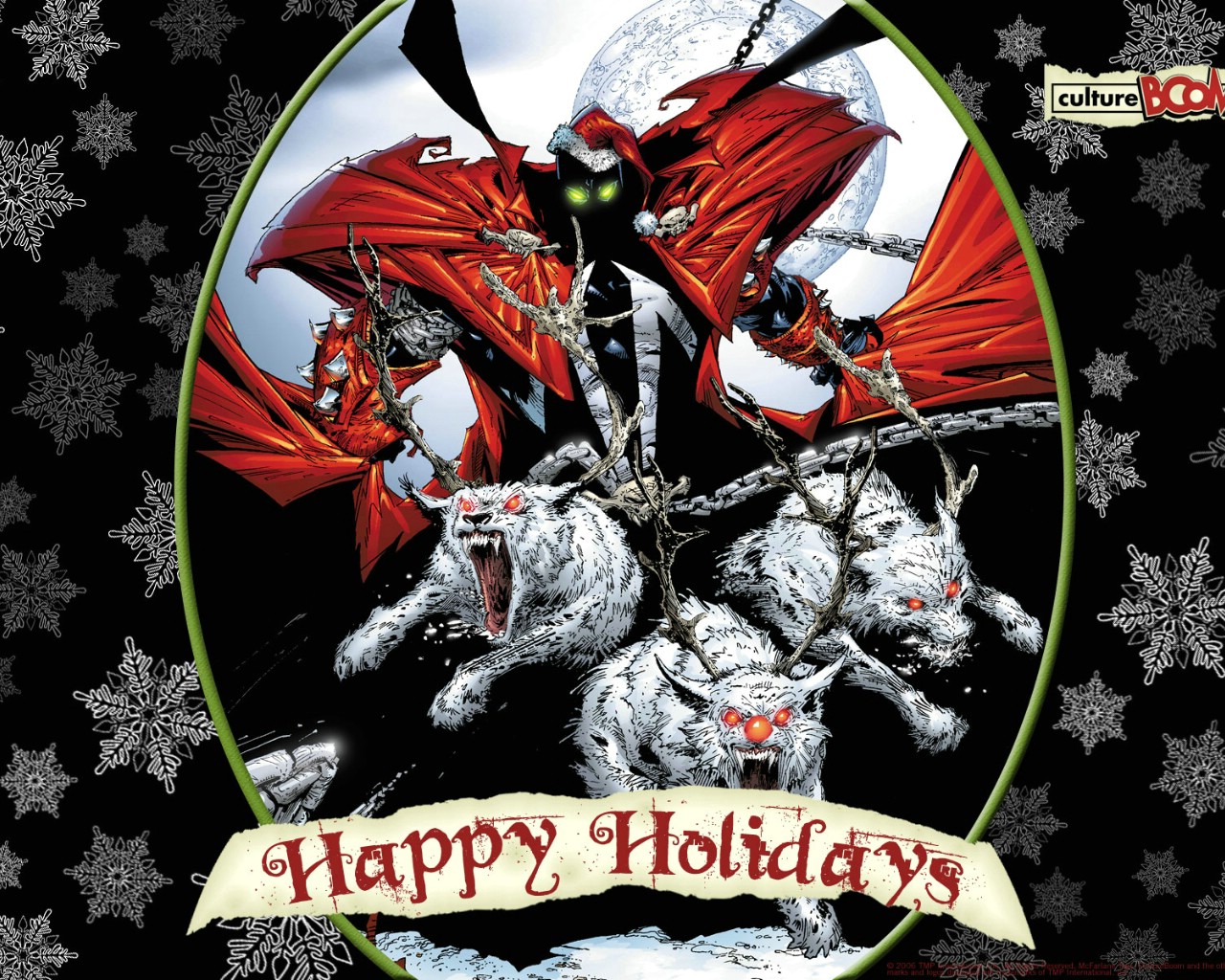 壁纸1280x1024魅力独特的黑暗英雄 再生侠Spawn漫画壁纸 Happy Holidays from Spawn Desktop ...